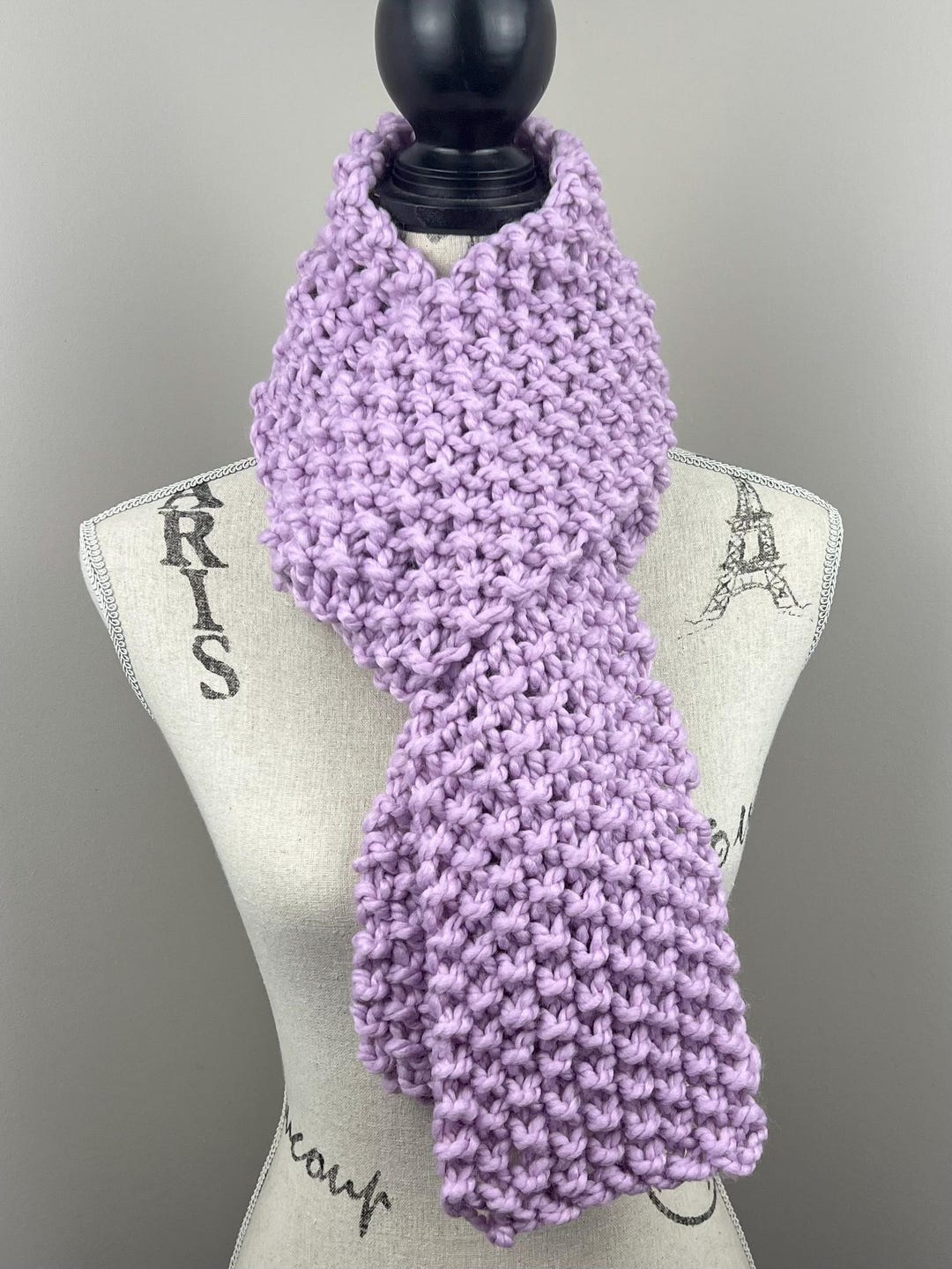 Knit Scarf, Light Purple Knitted Open End Scarf - Etsy