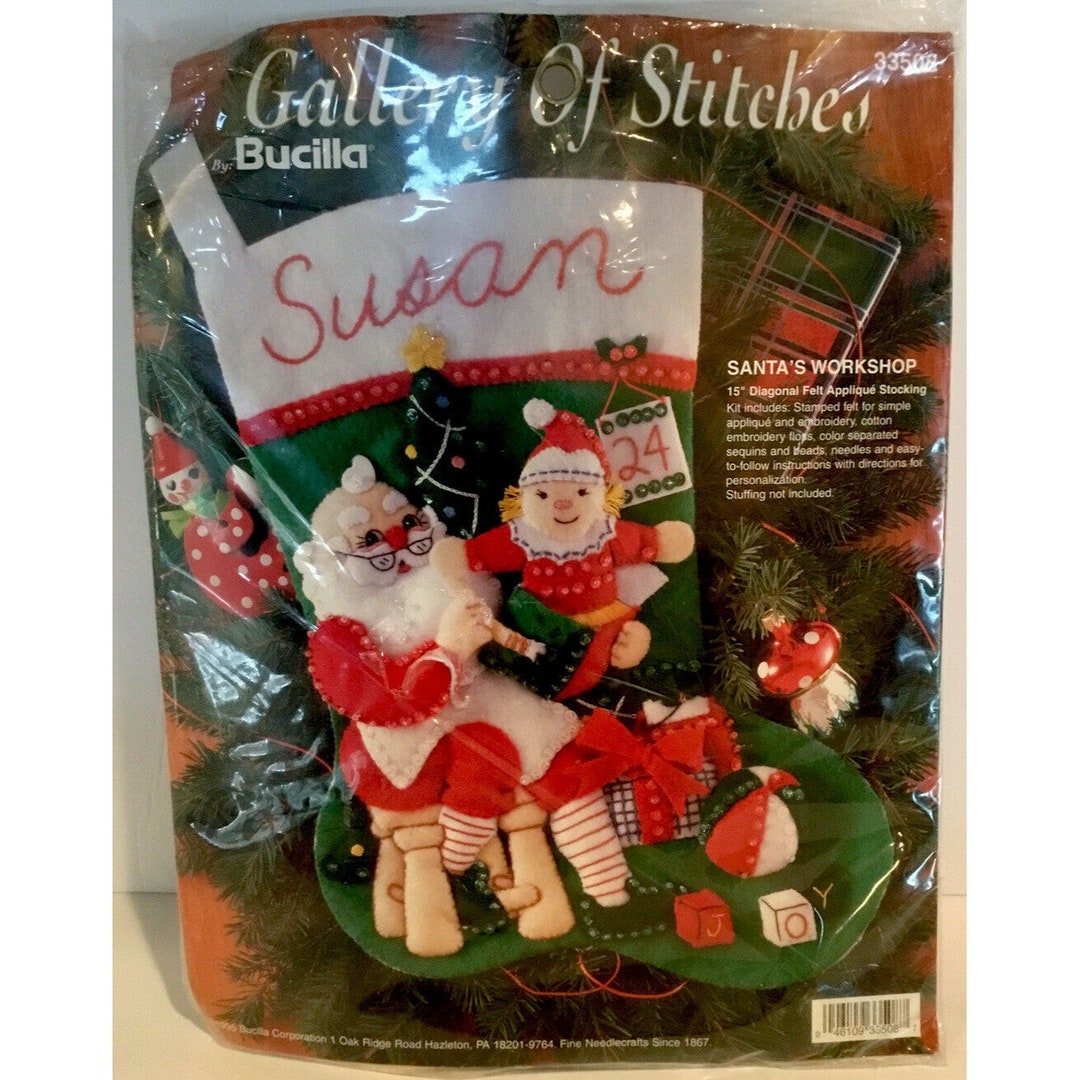 Bucilla Christmas Felt Stocking Kit SANTA'S WORKSHOP 33255 NEW - Etsy