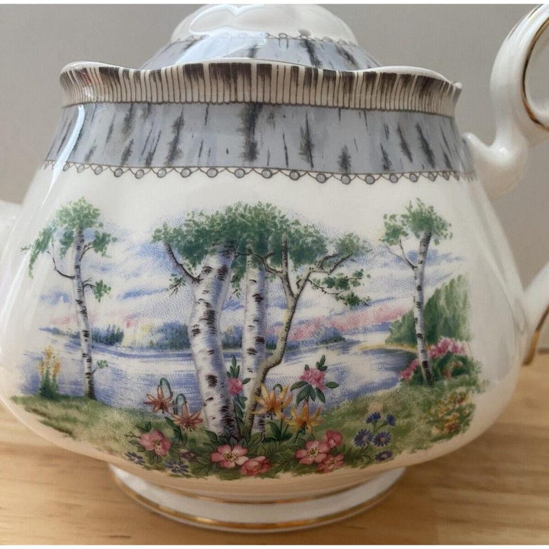 Royal Albert England Bone China Teapot silver Birch Pattern - Etsy