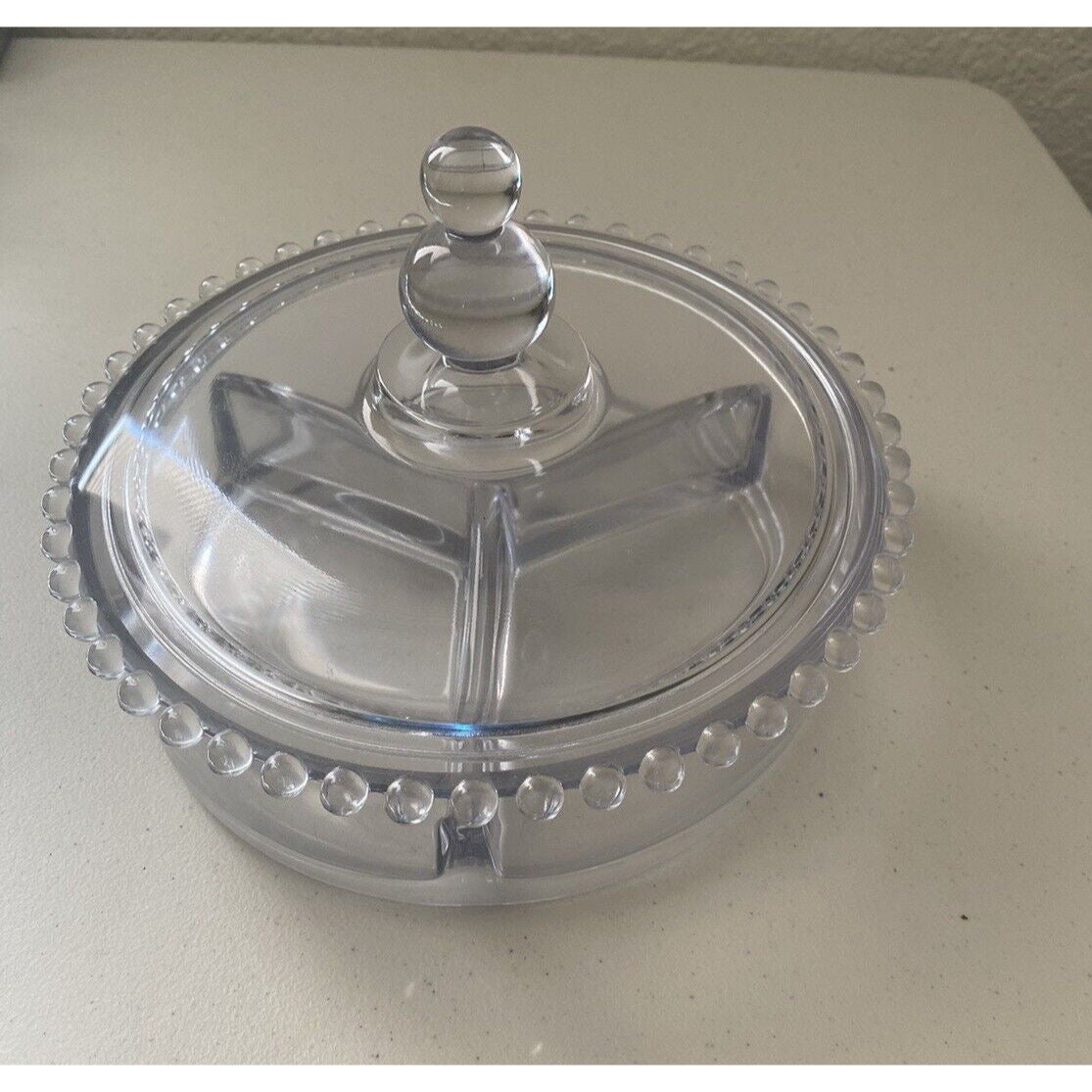 Imperial Glass CANDLEWICK 3 Part Divided Round 400/110 7 Candy Box ...