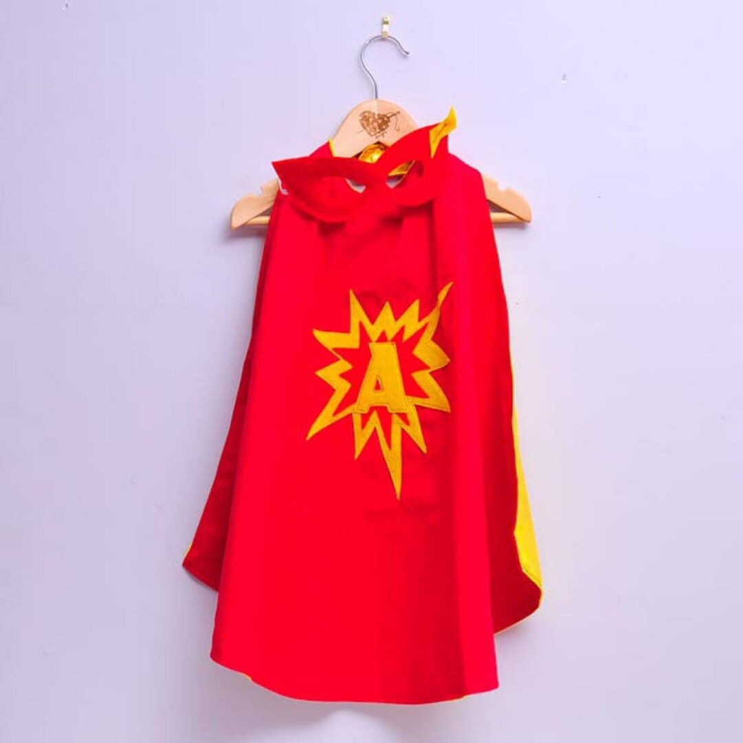 Custom Superhero Cape and Mask Set With Initial - Etsy