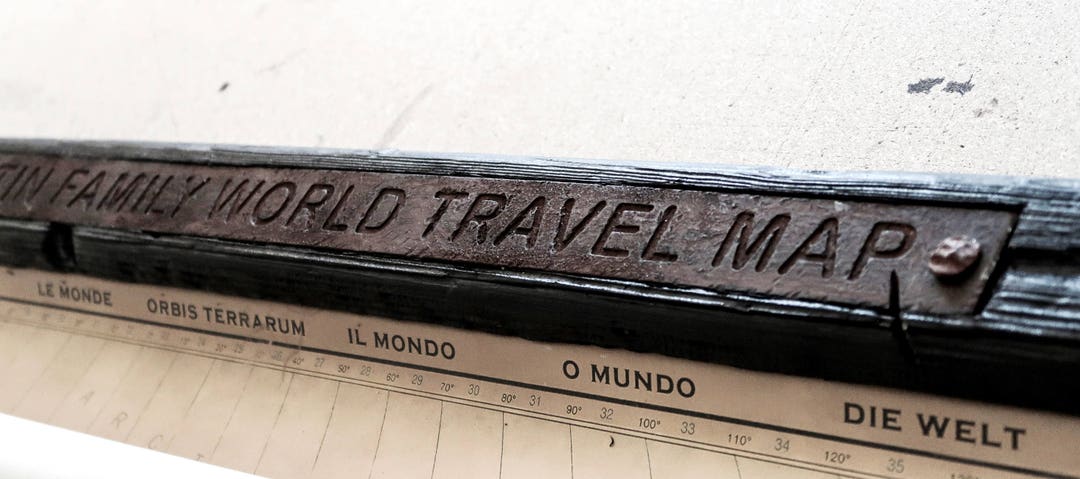 Personalized World Travel Map: Engraved Family Name Plaque - Etsy