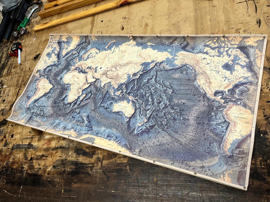 Quality Ocean Floor Canvas Map: Vintage Style Nautical Chart (47x23 ...