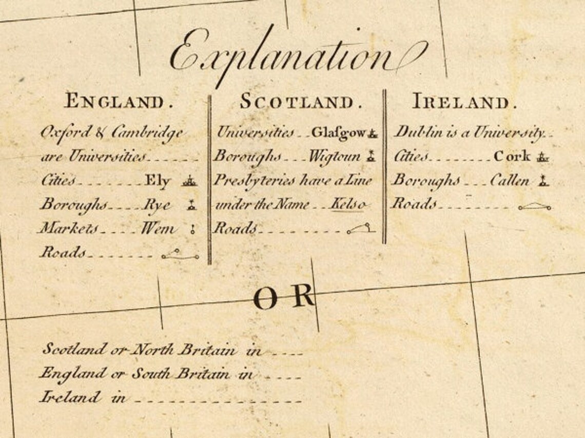 UK Old Map 1794 Great Britain and England With Ireland on - Etsy