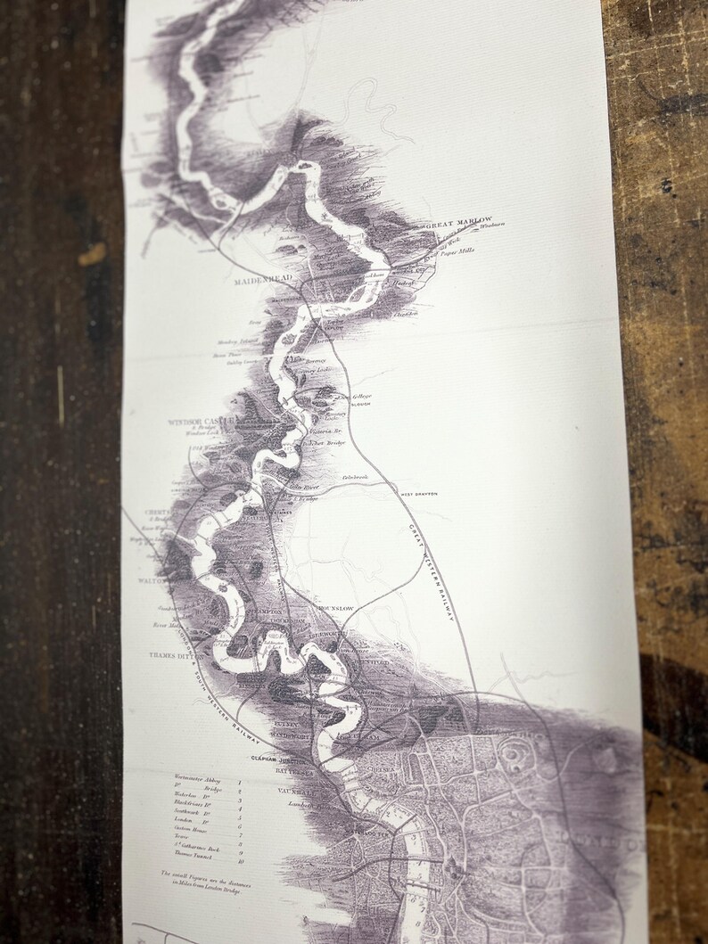 Thames River Map: Vintage Cotton Canvas With Walnut Frame - Etsy
