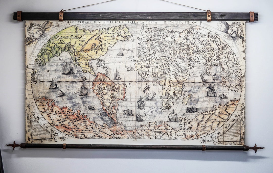 Unique Terra Incognita Map Medieval Canvas Decor With Iron - Etsy