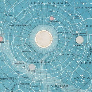 Vintage Space Map Showing Planetary System, Accurate Details, Star Map ...