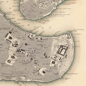 Classy Istanbul Map, Showing Stambool in 1840, 93x77 Cm, 36'' X 30 ...