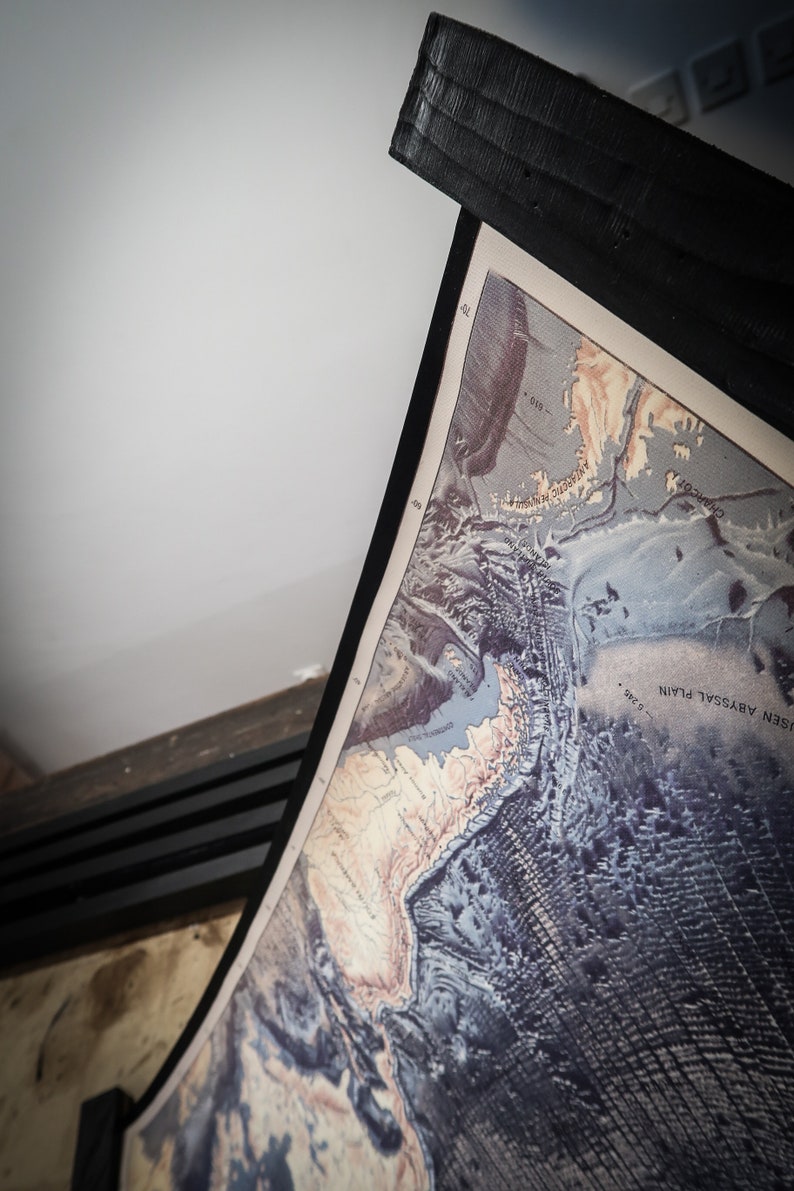 58'' Long Minimalistic Ocean World Map for Diver, Naval Officer Gift ...