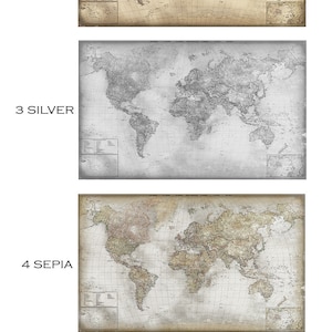 Super Size Pull Down World Map 90''x55'', Zmaps, Aristocratmaps, Modern World Map in Old Fashion ...