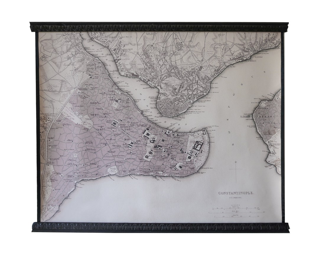 Classy Istanbul Map, Showing Stambool in 1840, 93x77 Cm, 36'' X 30 ...