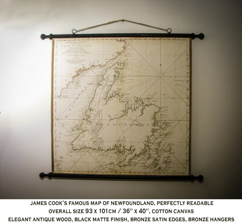 Newfoundland Old map James Cook 1775 93 x 101cm | Etsy