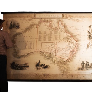 Giant Old Map of Australia With Readable Details, and Antique Frame ...