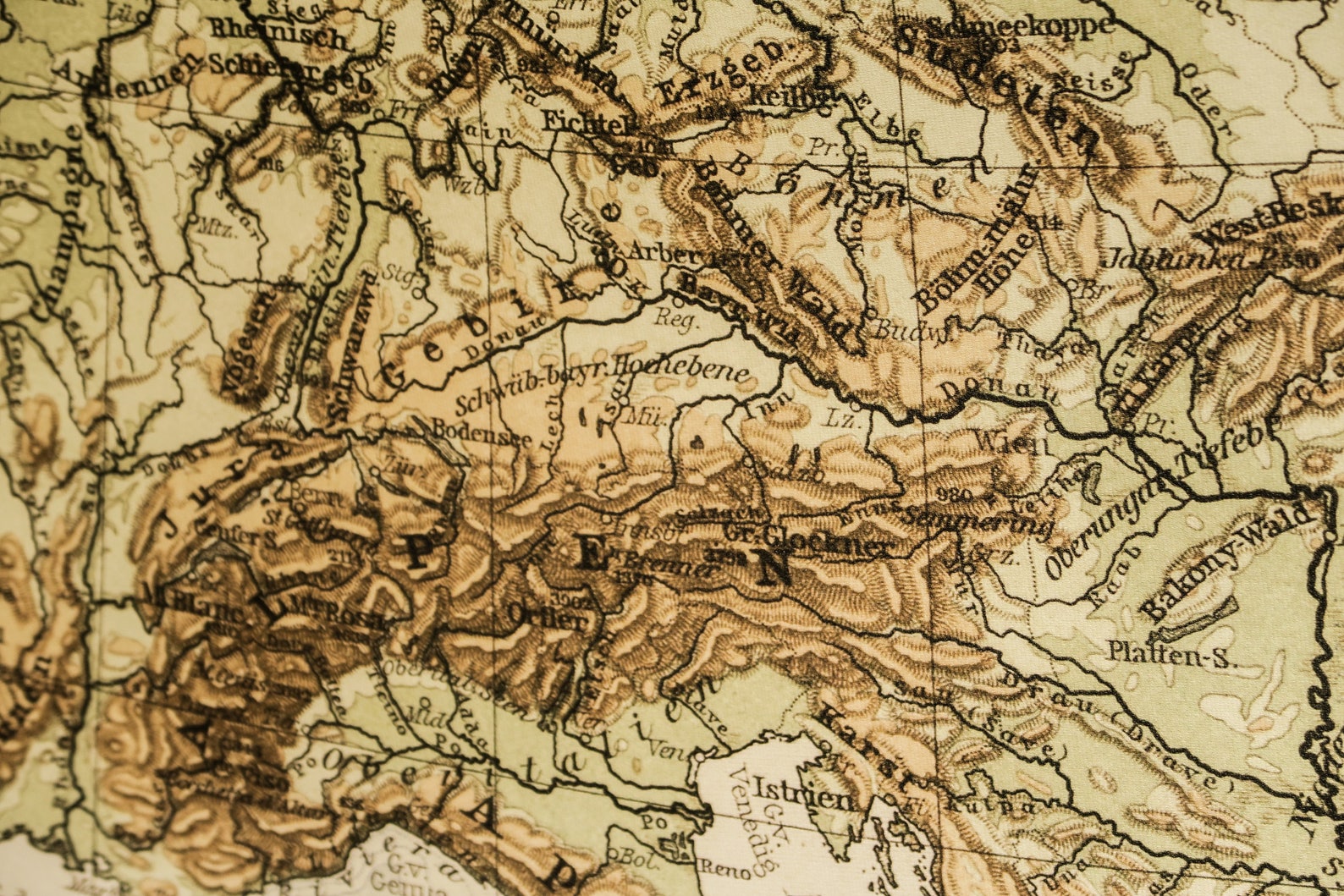 Old Topographical Map of Europe Highly Decorative Map | Etsy