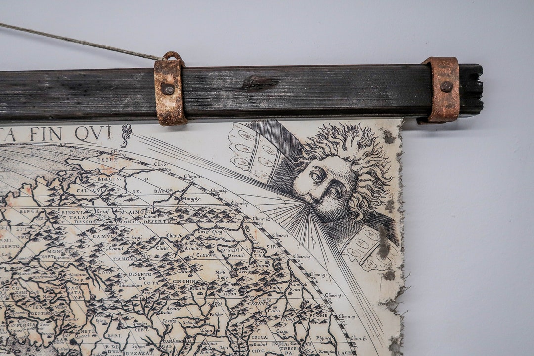 Unique Terra Incognita Map, Medieval Canvas Decor With Iron Weapon ...