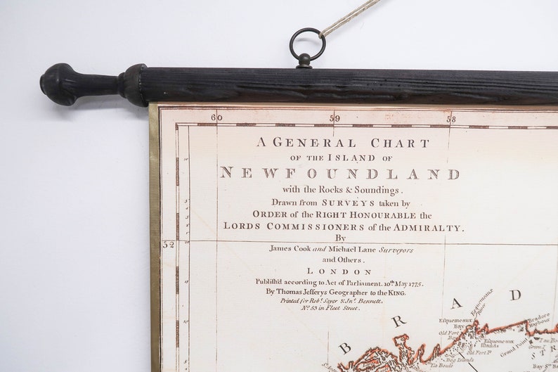 Newfoundland Old Map James Cook 1775 93 X 101cm - Etsy