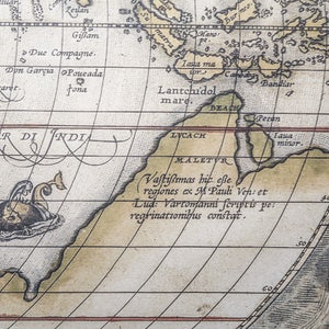 Ortelius World Map 1564: Antique Wooden Trim, Golden Satin Edges - Etsy