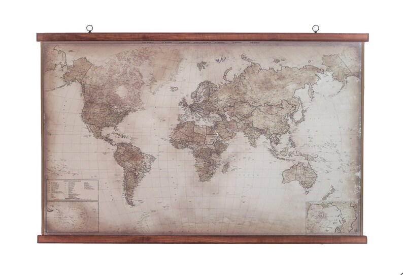 Classy fine cherry modern map 62x39 Map of the | Etsy