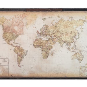 Adventurers World Map, Not All Those Who Wander Are Lost, 67"x39 ...