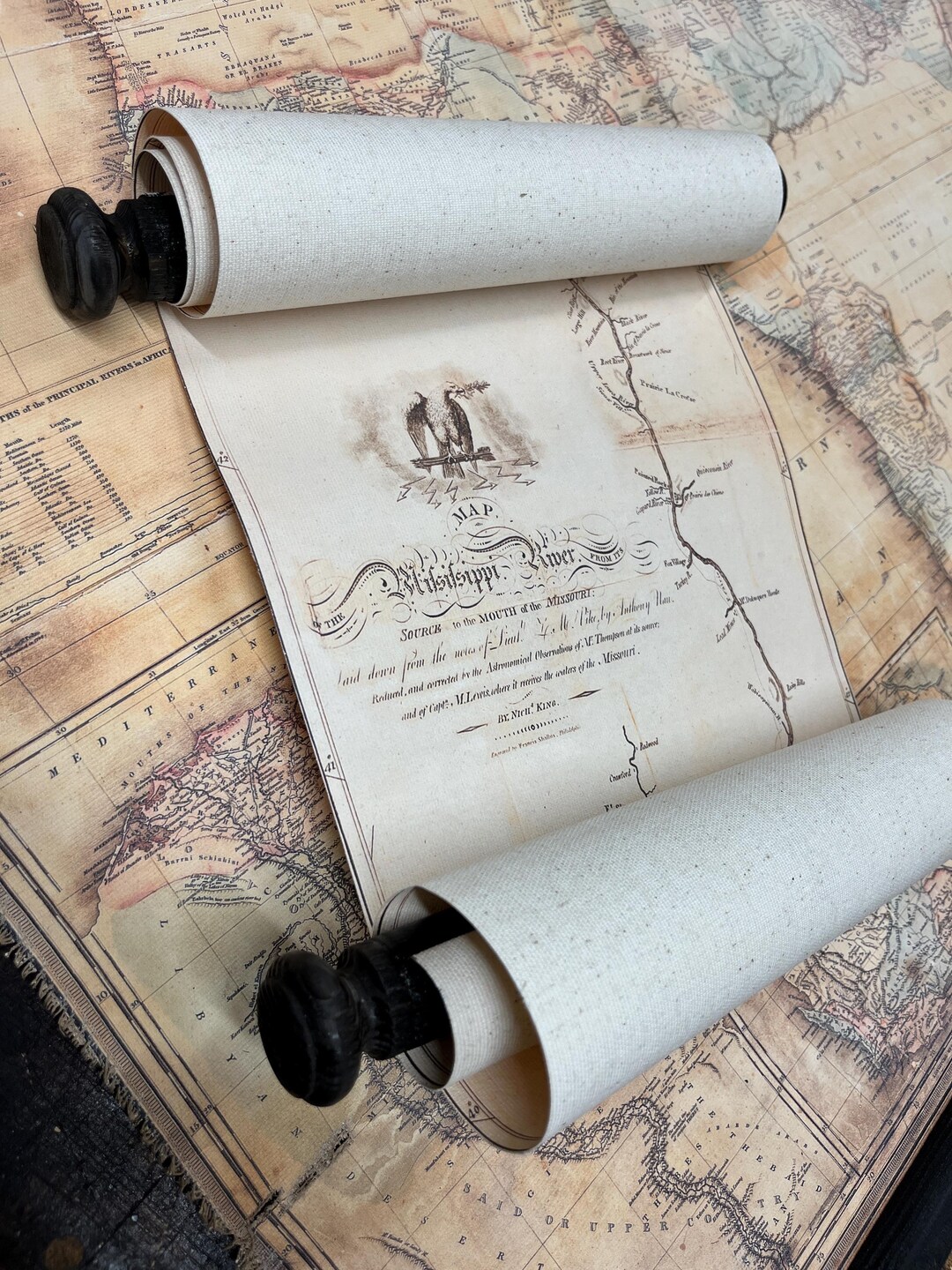 Classy Wall Decoration, Fine, Vertical Map of Mississippi in 1837 ...