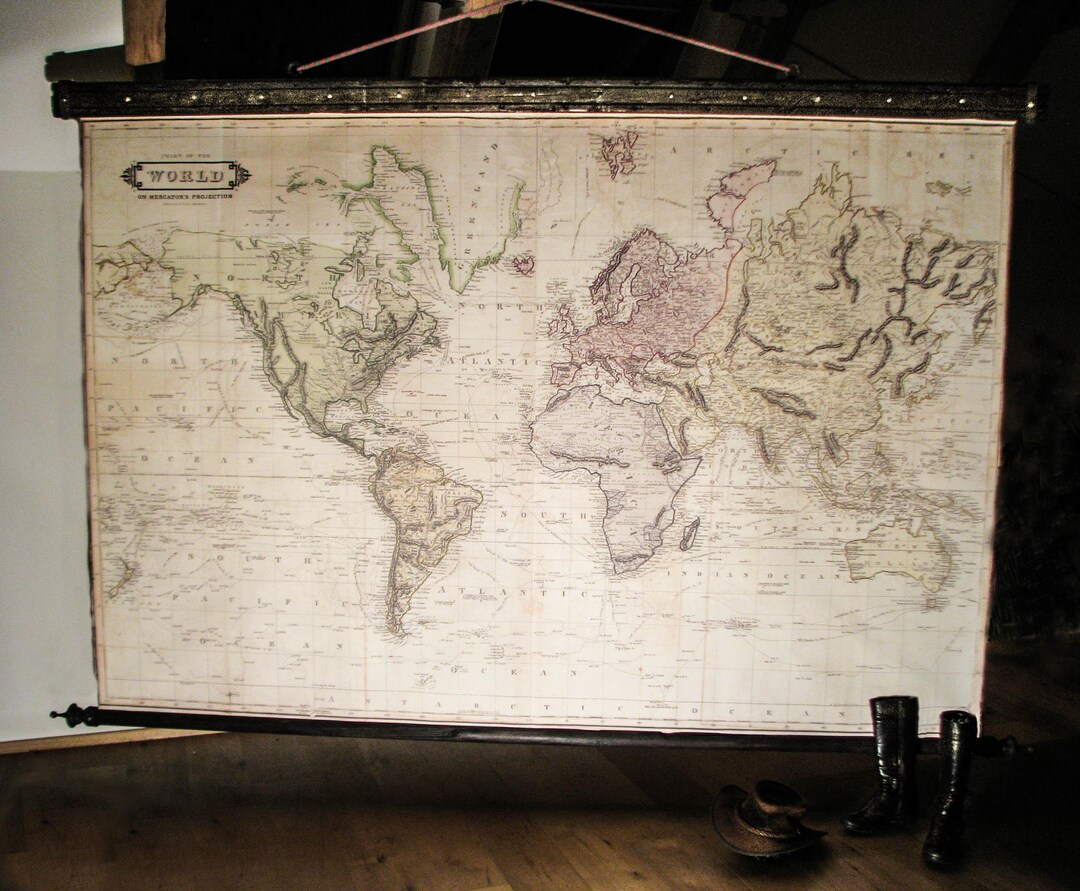 Victorian World Map 1831: Extra Large Canvas With Iron Straps - Etsy