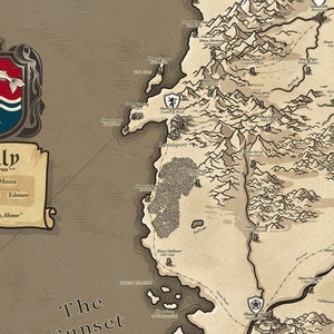 NEW Most Detailed Westeros Map, Game of Thrones Gift, Stark, Targaryens ...