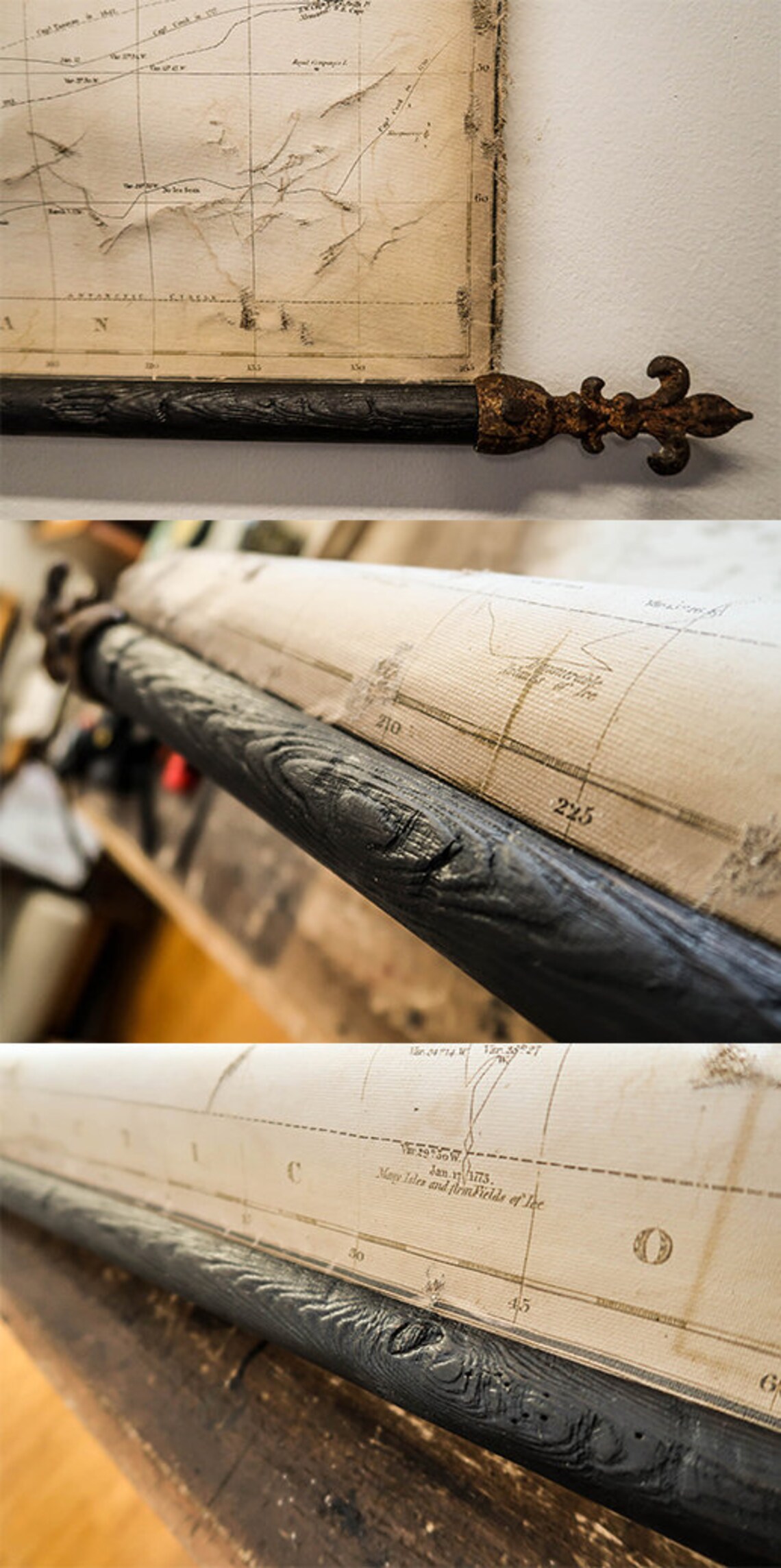 Royal World Map 1800 Rusty Steel Fleur De Lis Foyer Wall - Etsy