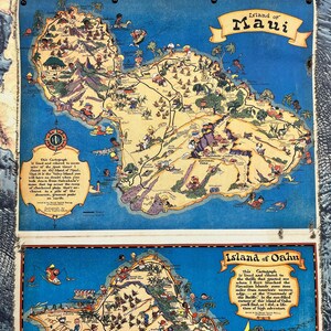 Hawaii Vintage Map, Fine Cotton Canvas, Ready to Hang - Etsy