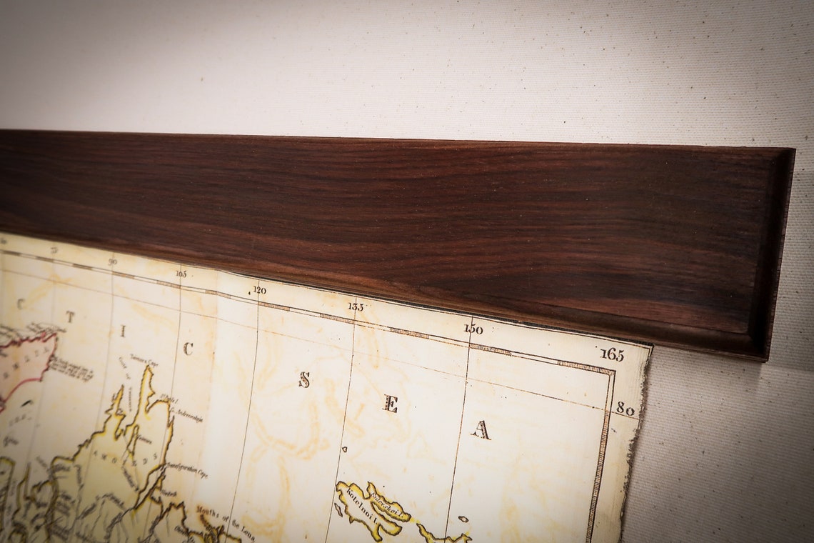Vintage World Map Wall Art: Mid-century Modern Walnut Frame - Etsy