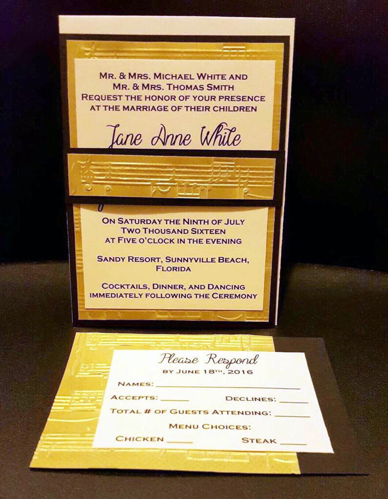 Embossed Music Wedding Invitation | Etsy