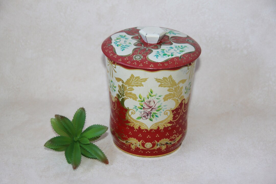 Vintage Tea Tin - Decorative Floral Storage Tin With Lid - Etsy