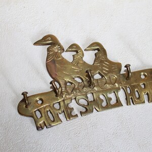 Vintage Wall Mount Duck Key Holder Brass Bird Key Rack Home Sweet Home ...