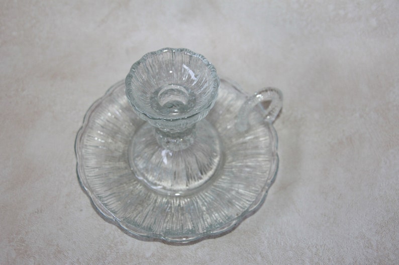 Vintage Glass Chamberstick Glass Candle Holder With Drip Pan | Etsy