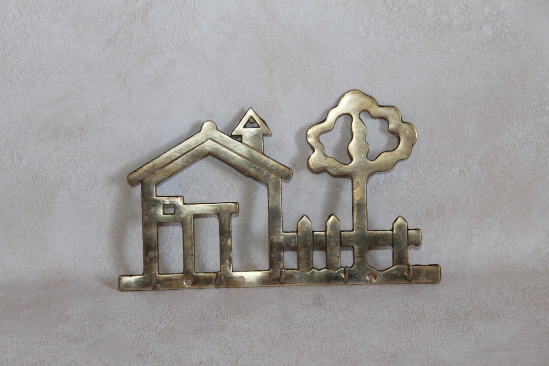 Vintage Large Brass Key Rack House Picket Fence Tree Key Holder - Etsy
