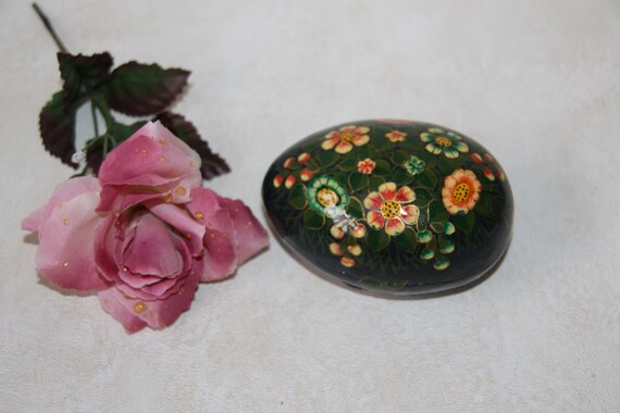 Handmade Paper Mache Trinket Box - Egg Shape Keepsak… - Gem
