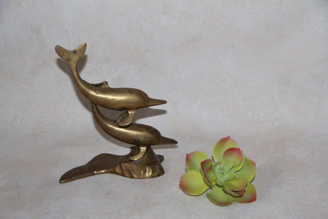 Brass Dolphin Duo Figurine Brass Dolphins Statuette - Etsy