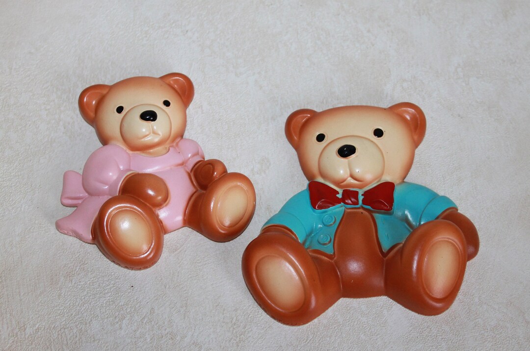 Vintage Plaster Chalkware Teddy Bear Wall Plaques Nursery Décor - Etsy