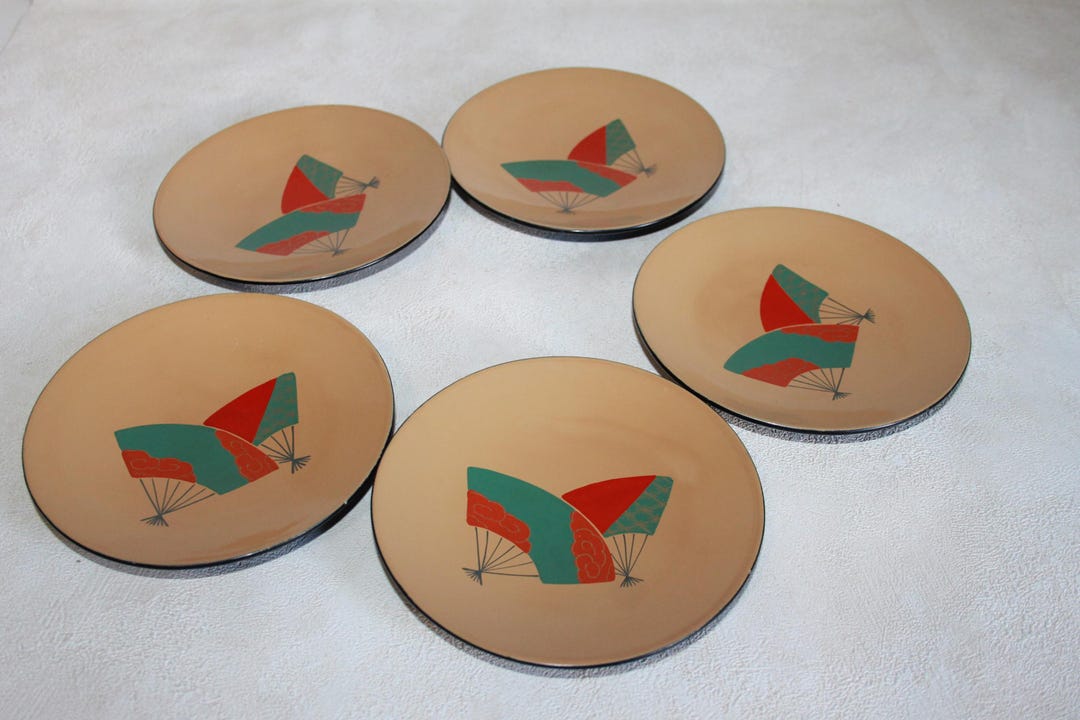 Japanese Lacquerware Plates Set of 5 Small Side Plates Featuring ...
