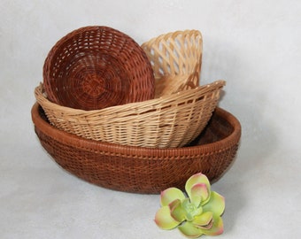 Vintage Wicker Basket Collection Set of 8 Small Handwoven Baskets ...
