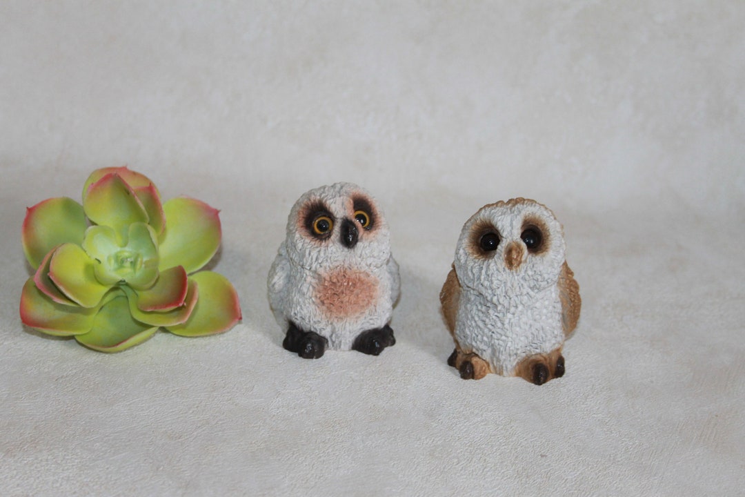 Stone Critters Owl / Owlets - Set of 2 Bird Figurines - Etsy