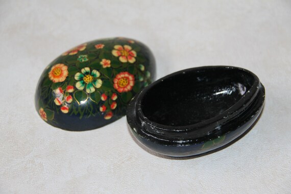 Handmade Paper Mache Trinket Box - Egg Shape Keepsak… - Gem