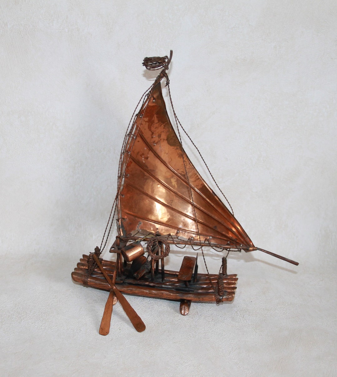 Copper Art Sculpture Jangada Raft With Sail / Fishing Boat - Etsy