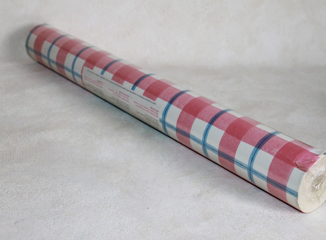 Pink & Blue Plaid Wallpaper Roll - Norwall Vintage Wallpaper 55 Square ...