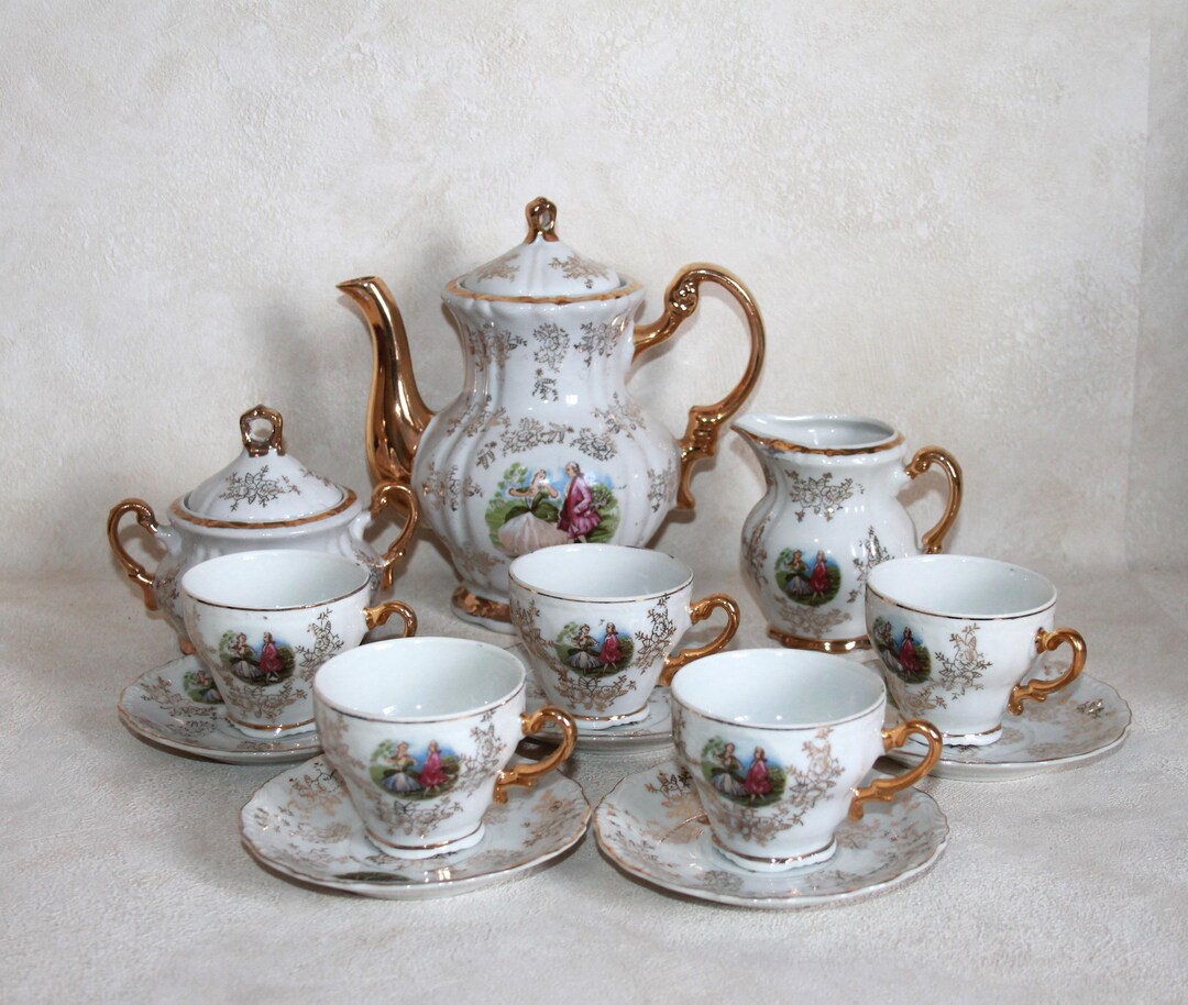 Espresso Coffee Set - Set of 5 Espresso Cups & Saucers, Creamer, Sugar ...
