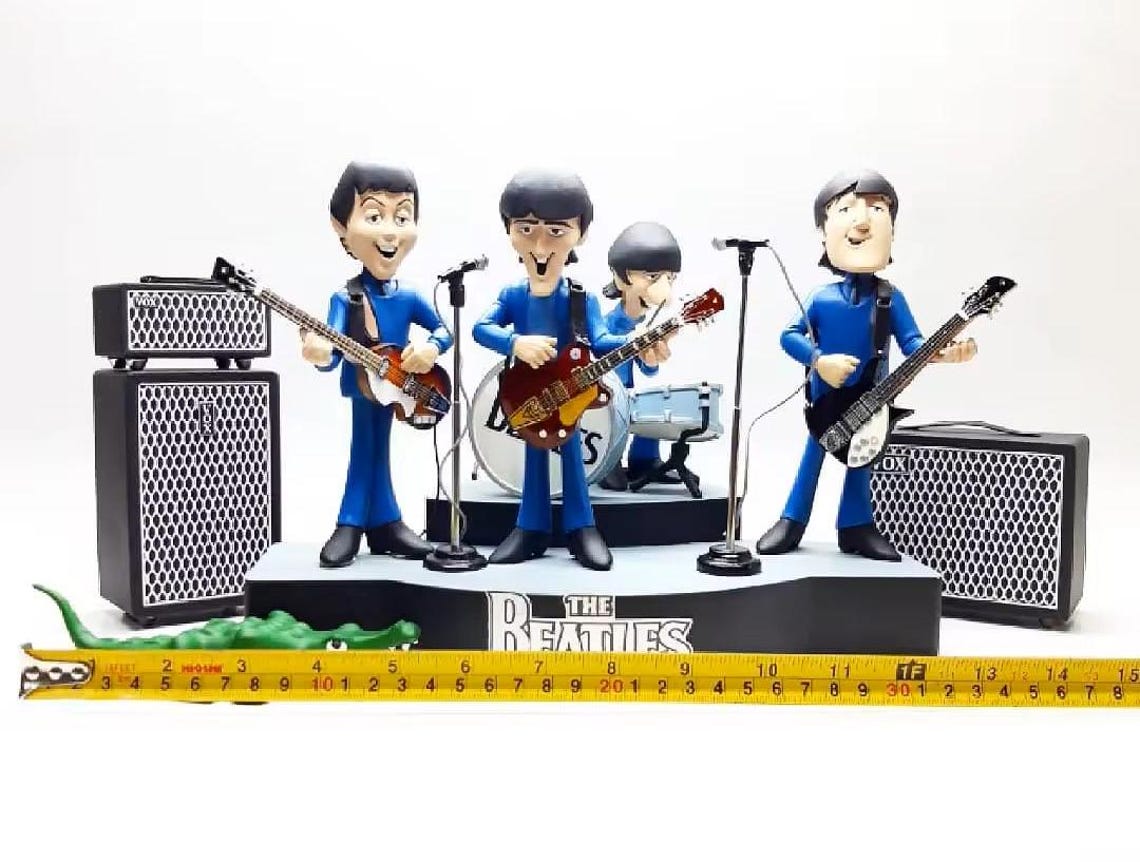 Miniature Beatles Figurines & Instruments With Drums, VOX Amps, Stage ...