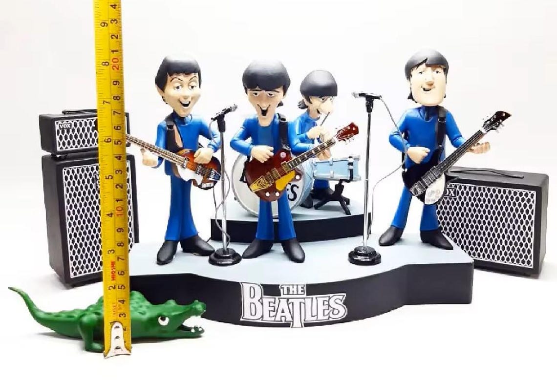 Miniature Beatles Figurines & Instruments With Drums, VOX Amps, Stage ...