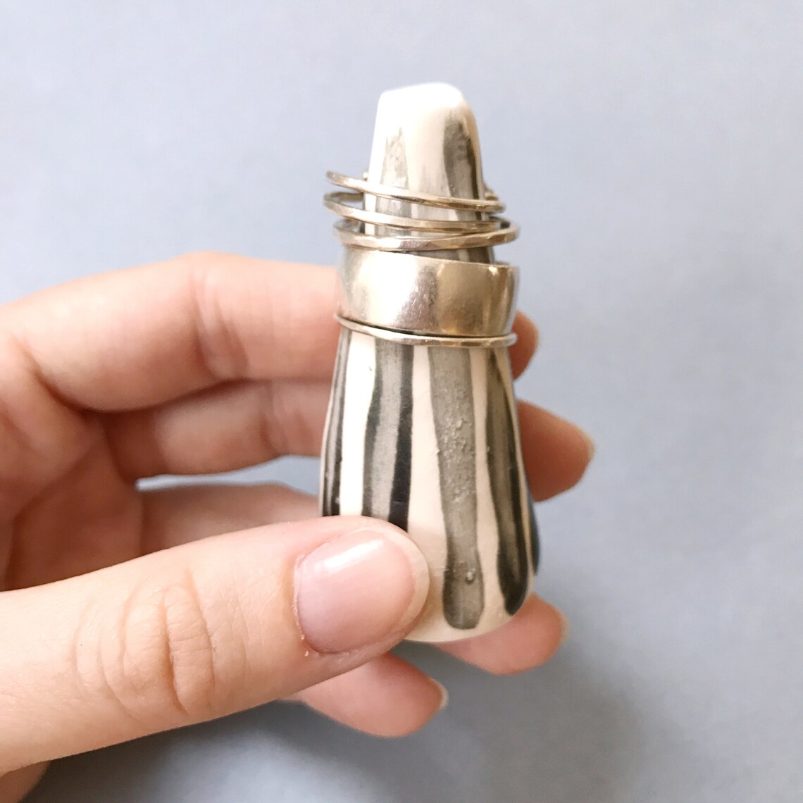 Striped Handmade Ring Cone, Ring Stand, Jewellery Ring Cone, Ceramic ...