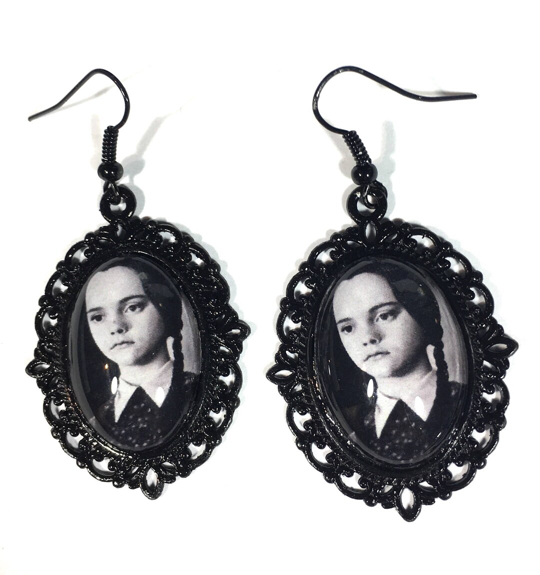Wednesday Addams Black Filigree Earrings - Etsy Australia