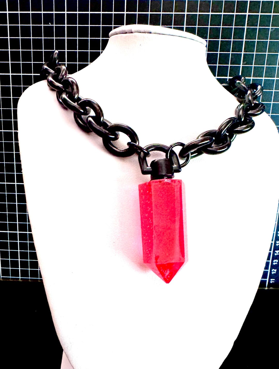 Vampire Stone Black Stainless Steel Chunky Chain Link Choker Crystal ...