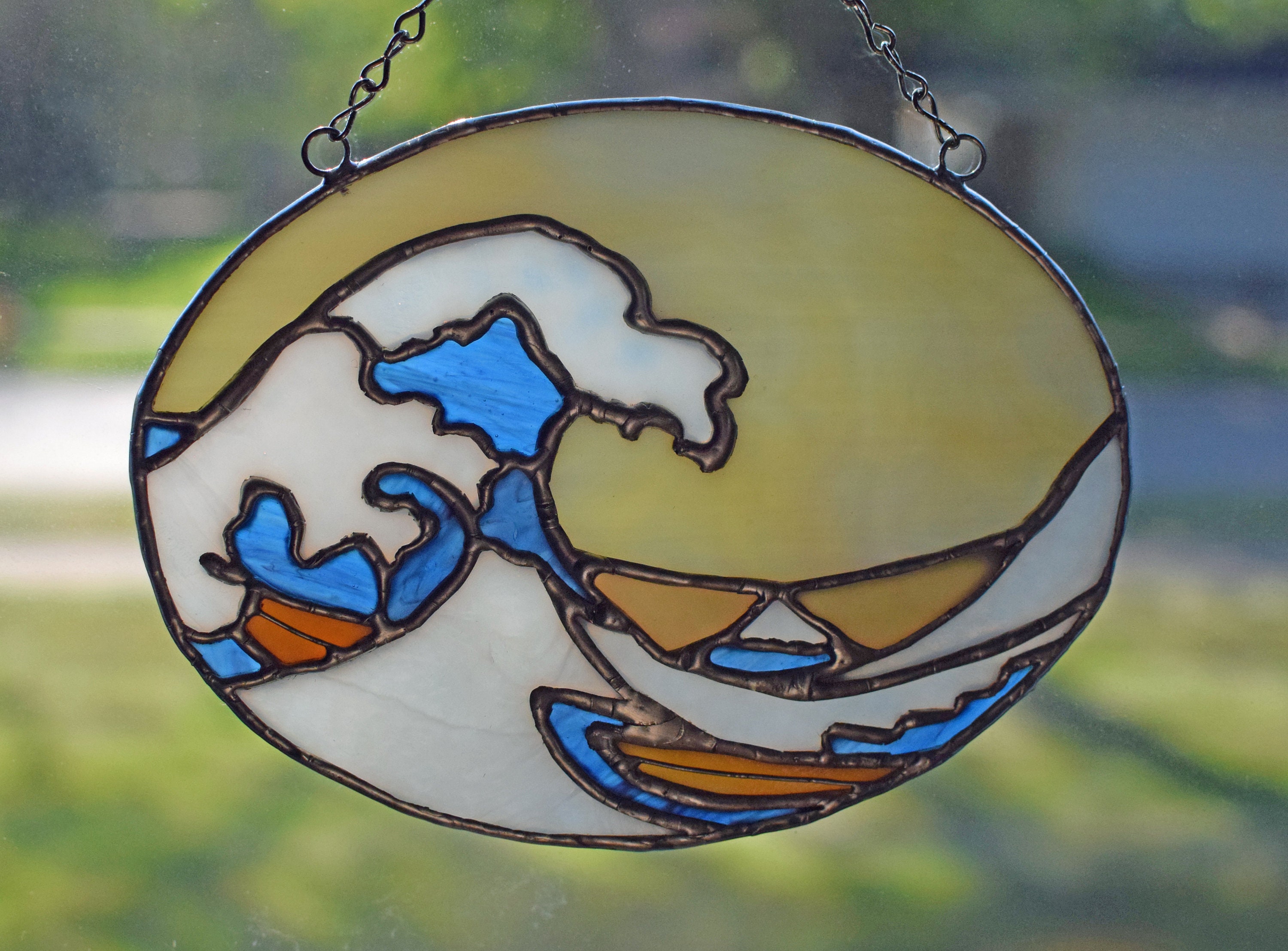 Stained Glass Suncatcher - Great Wave off Kanagawa | Suncatcher ...